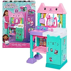 Gabby’s Dollhouse, Cakey Kitchen Set for Kids with Play Kitchen Accessories, Play Food, Sounds, Music and Kids Toys for Girls and Boys Ages 3 and up