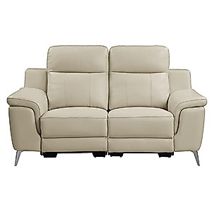 Lexicon Ezra Genuine Leather Power Reclining Loveseat, Beige