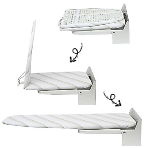 uyoyous Wall Mounted Ironing Board 37 x 13 Inch Foldable Ironing Boards with Heat Resistant Cover 180° Rotation Space-Saving Ironing Boards with English Manual