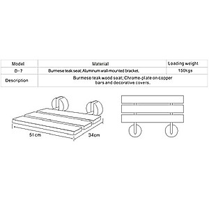 DIYHD 20" Modern Teak Wood Folding Shower Seat Bench Brushed Wall Mounted Shower Bench