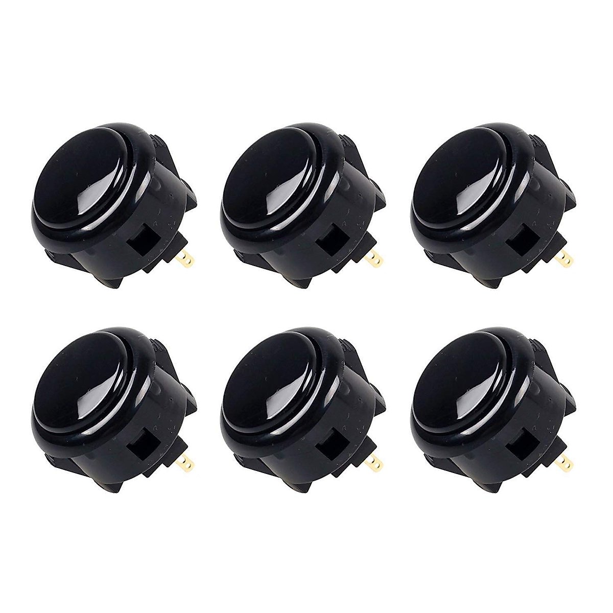 SANWA 6 pcs OBSF-30 Original Push Button 30mm - for Arcade Jamma Video Game & Arcade Joystick Games Console (Black) S@NWA