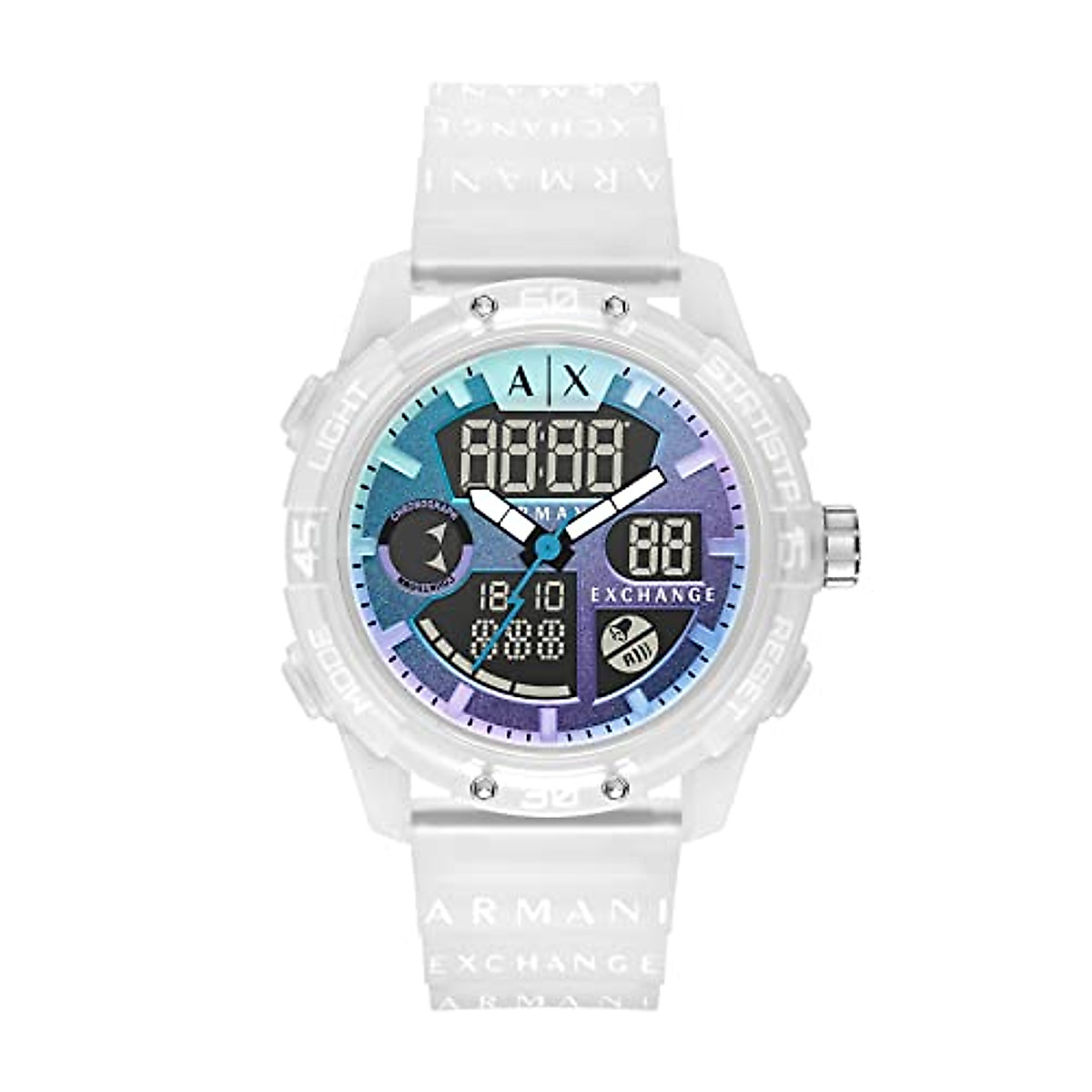 A|X ARMANI EXCHANGE Men's Analog-Digital Clear Silicone Watch (Model: AX2963)