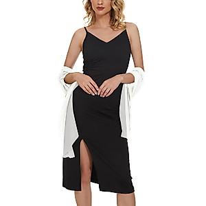 CHICGAL Women's Solid Chiffon Scarves Shawls Wraps for Bridal Wedding Party Evening Dress (White)