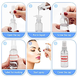 Mini Spray Bottles, 2oz/50ml Small Spray Bottle, Plastic Travel Spray Bottle for Liquids, Refillable Hand Spritzer Bottles for Liquids, Clear Alcohol Spray Bottles with Small Funnel and Bottle Labels
