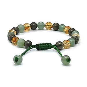 Money Wealth Success Bracelet - Pyrite Green Aventurine Citrine Bracelet Set for Men Women Healing Calming Anxiety Stress Relief Gifts Pulseras Para Hombres Mujer Stocking Stuffers (Adjustable)