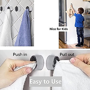 6 PCS Tea Towel Holder, BetterJonny Round Self-Adhesive Towel Hooks Tea Towel Clips Premium Wall & Door Mounted Towel Hooks for Kitchen Bathroom Home No Drilling Required