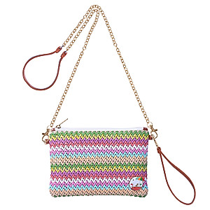 Y Y0YUISO Straw Cute Clutch Purses for Women, Small Handnade Beach Rattan Handbag With Zipper for Summer, Vacation Lightweight Wristlet Wallets (B-Multicolor)