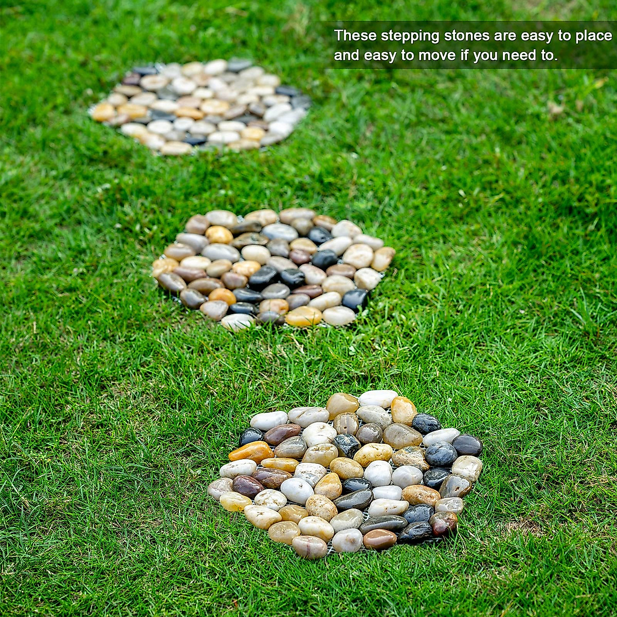 6 PCS River Rock Stepping Stones Outdoor, 9.5 Inch Hexagon Pavers Pebbles Polished Gravel for Garden Walkway