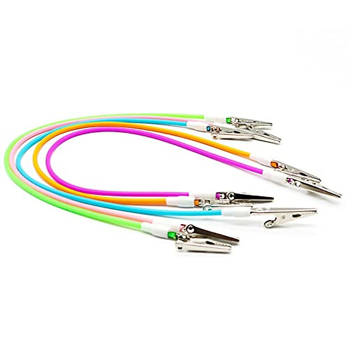 10 Pack Dental Bib Clips - Clamp Holders for Dental Bibs or Napkins - Disposable Silicone Chain and Clip Bib Holder - Blue, Green, Pink, Purple, Orange (2 of Each Color)