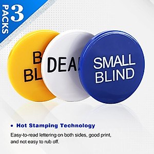 GSE Games & Sports Expert Small Blind, Big Blind, Dealer Button - Set of 3 Professional Casino Texas Hold‘em Poker Button for Gambling Card Games, Poker Nights, Tournaments