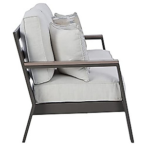 Signature Design by Ashley Outdoor Tropicava Patio HDPE Sofa with Cushion, Taupe