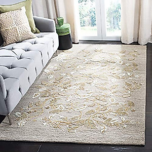 MARTHA STEWART by SAFAVIEH Collection 5' x 8' Squirrel Gray MSR3611D Handmade Autumn Woods Wool & Viscose Area Rug