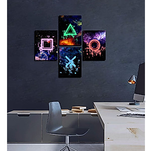 Game Room Wall Art Decor Funny Gaming Decorations Canvas Prints Boys Room Decorations Video Game Buttons Posters Pictures for Boys Bedroom Video Game Room Playroom Paintings Framed Ready to Hang