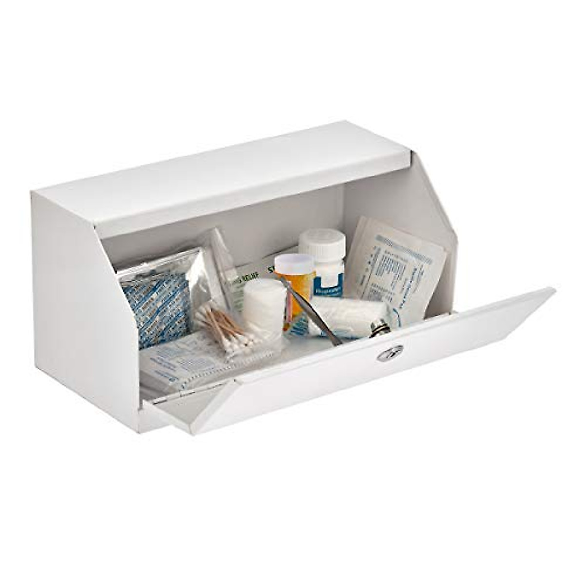 AdirMed Locking Drug Cabinet (White) Medicine Cabinet with Pull-Out Shelf & Document Pocket (Red) Bundle