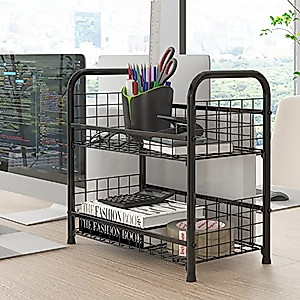 Multi-Purpose Under Sink Organizer, Bathroom Trays, Holders&Shelves Unit with Adjustable Feet, Metal Steel Storage Tower Organizer Rack Basket Cart for Bathroom, Living Room, Balcony, Kitchen