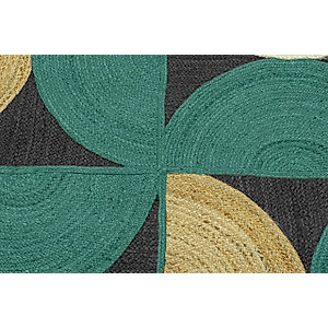 CASAVANI Rectangular - Area Rug 8x11 Black & Multi Pattern Braided Jute Rug Geometric Kilim Rug Indoor Outdoor Use Carpet Flatweave Rugs for Bedroom Dining Room Living Room
