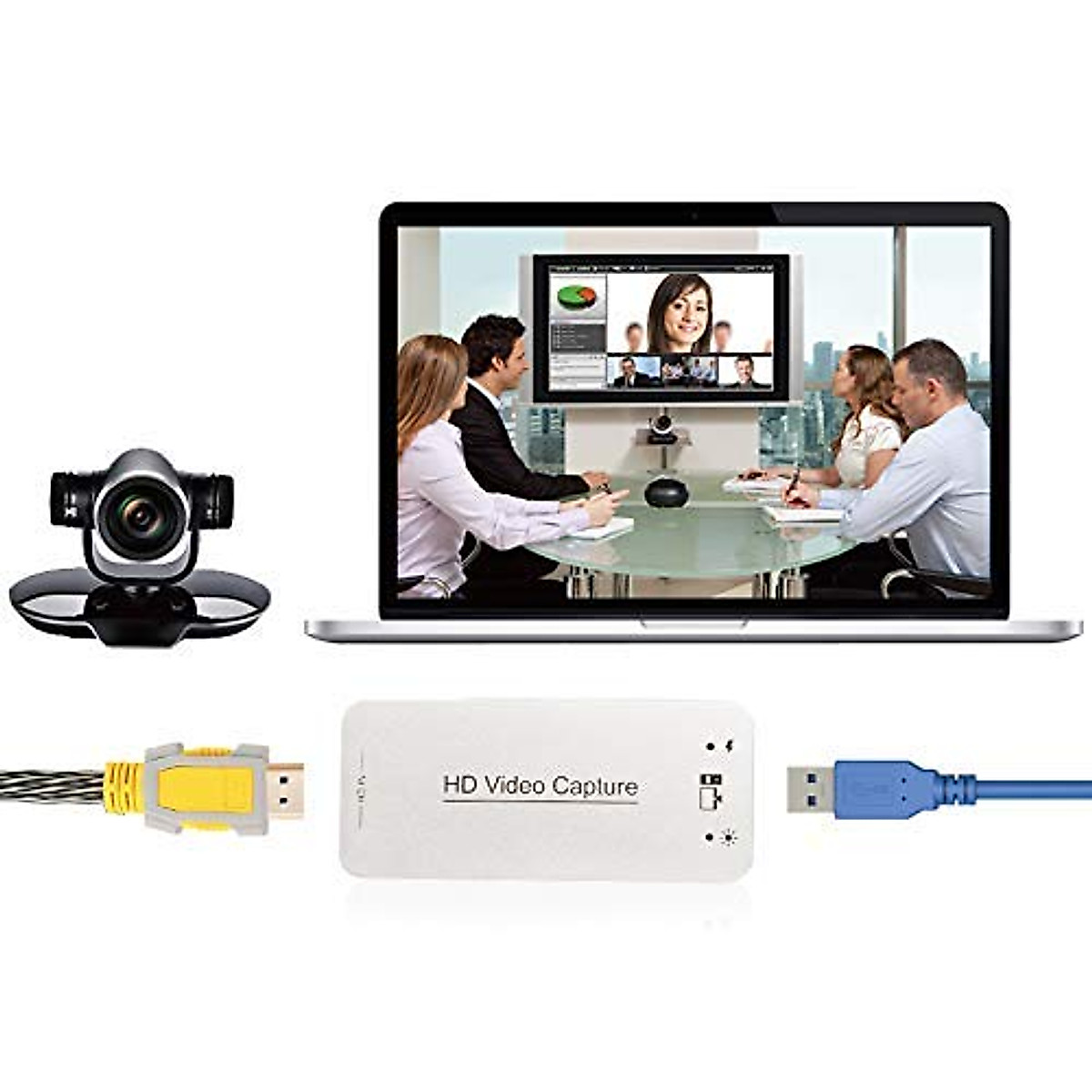 Video Capture Card, HDMI to USB 3.0 Capture Card, Analog Video Capture Dongle Device, Full HD 1080p 60FPS Live Streaming and Recording for Switch PS5 PS4 Xbox, Compatible with Windows Linux Mac OS