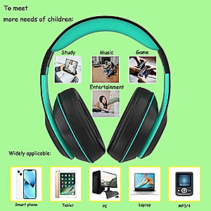 Kids Bluetooth Headphones, Over-Ear Bluetooth Wireless Wired 2-In-1 Headphones, Foldable Soft Earmuff Shocking Bass Noise Reduction with Mic Headsets for Girls Boys Learning Music Gaming (Black)