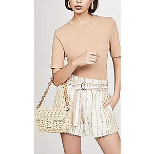 Caterina Bertini Women's Woven Shoulder Bag, Beige, Tan, One Size