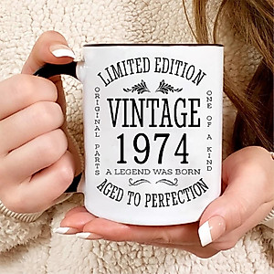 1974 50th Birthday Gifts for Women and Men Ceramic Unique Ceramic Coffee Mugs for Men and Women - Christmas Gifts for Him, Her, Husband, Wife, Mom, Dad, Family Friends, Coworker - White 11 Oz Tea Cups