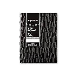 Amazon Basics College Ruled Wirebound Spiral Notebook, 70 Sheet - 5-Pack, Assorted Sunburst Pattern Colors
