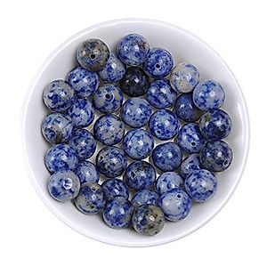 6mm Natural Blue Spot Gemstone Round Loose Beads Crystal Stone Bracelet Necklace Accessories Crafts for Jewelry Making DIY,1 Strand 15"