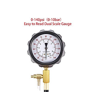 0-140 PSI Fuel Injector Pump Injection Tester Test Fuel Pressure Gauge Kit Car Tools,Fuel Injection Pressure Tester Updated TU-114 Fuel Pressure Tester Kit Gas Oil Pressure Tools for Cars and Trucks