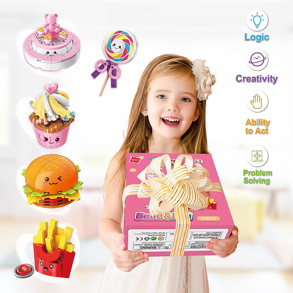 QMAN Educiro Party Favors Toy Assortment, Play Food Party Favors for Kids, Girls Birthday Building Blocks Themed Party Supplies, Gifts Mini Building Toys for Christmas Party Favors, Birthday Gift