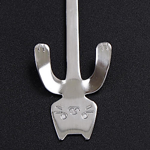 4 Pcs/Set Coffee Spoon Mini Cat Hugging Kitty Spoon,Tea Soup Sugar Dessert Appetizer Seasoning Bistro Spoon,Hanging Cup Spoon by OBANGONG