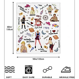 BEEBARYJ Singer Throw Blanket, Novelty Soft Singer Blanket, Fashion Innovative Throw Blanket, Soft and Warm, White Blanket Birthday Fan Concert 50x60in