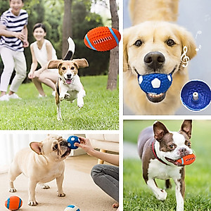 Dog Squeaky Ball for Dogs,Squeaky Dog Ball Squeaky Dog Toys Interactive chew Sound Fetch Play Dog Squeaky Toys for Small Dogs or Cats, Soccer Ball Volleyball Rugby Ball (Sports Balls-4 Pieces)