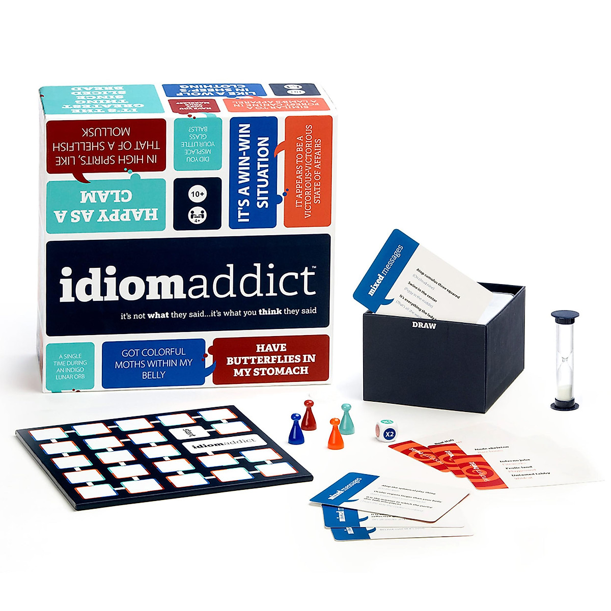 Idiom Addict, Decipher The Gibberish Phrase, 2400 Funny Brain Teasers, Large Group Party Game for 4+ Players