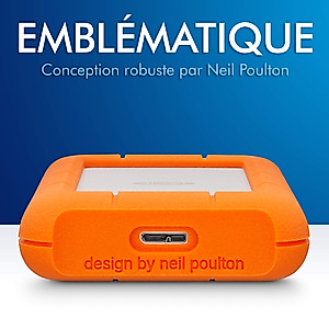 LaCie Rugged Mini, 5T,B USB 3.0 Portable 2.5 inch External Hard Drive for PC and Mac, Orange/Grey, with Rescue Services (STJJ5000400)