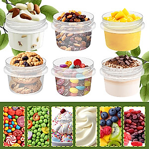 ISUSSER 10 Pack 8oz Reusable Small Plastic Containers with Screw Lids, Small Food Storage Freezer Containers, Deli Containers Stackable Food Storage Jars, Sauce Condiment Jars Lunch Box Accessories