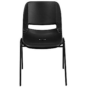 Flash Furniture HERCULES Series 440 lb. Capacity Kid's Black Ergonomic Shell Stack Chair with Black Frame and 14" Seat Height