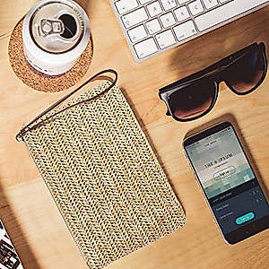 FENICAL Straw Clutch Bag Bohemian Zipper Wristlet Summer Beach Handbag for Women Girls