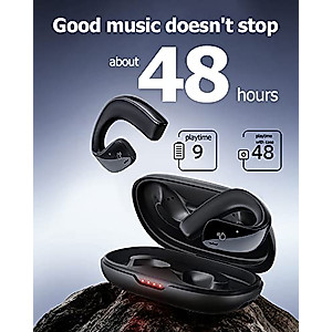 Open Ear Headphones Wireless Bluetooth Running Open Ear Clip Earbuds with Earhooks Air Bone Conduction Headphones Bluetooth Waterproof Over The Ear Wireless Wrap Around Earbuds for Gym Workout Sport