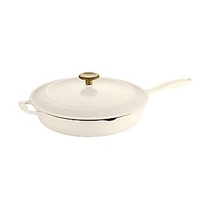Tramontina Skillet Cast Iron 12 in Latte with Gold Stainless Steel Knob, 80131/082DS