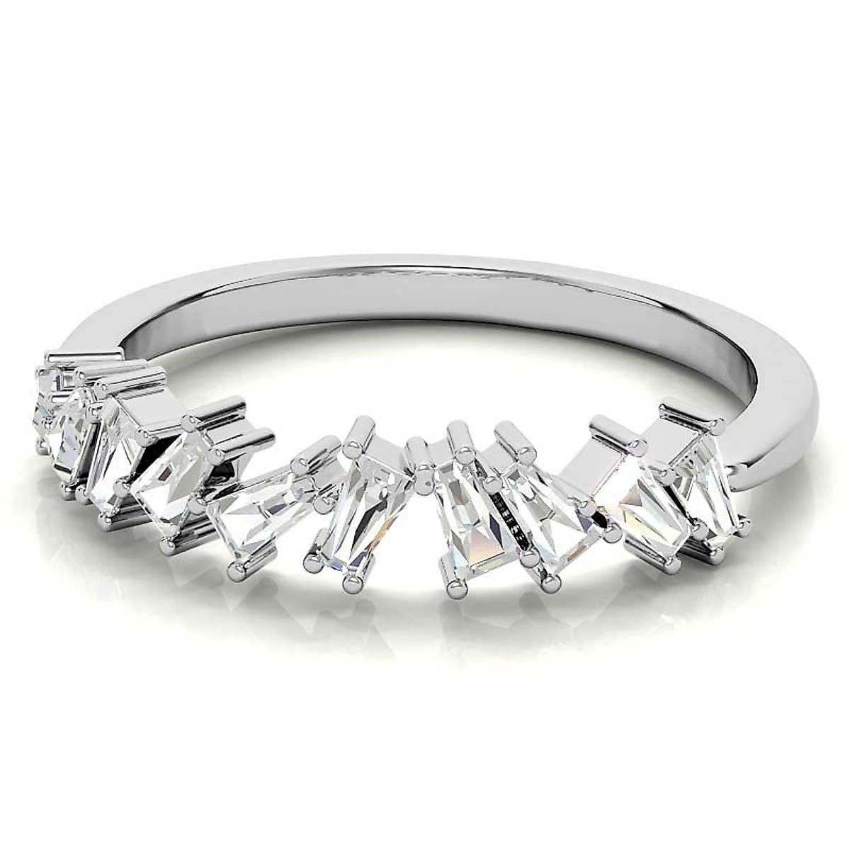 Excellent Baguette Brilliant Cut 0.48 Carat, Moissanite Diamond Promise Band, Prong Set, Eternity Sterling Silver Band, Valentine's Day Jewelry Gifts, Customized Band (5)