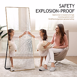 NeuType Full Length Mirror Wall Mirror 59" x 20" Gold Aluminum Alloy Frame Full Body Mirror Standing Mirror Floor Mirror for Living Room Bedroom Hallway Dressing