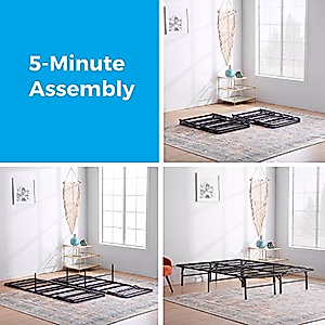 Linenspa 14 Inch Folding Metal Platform Bed Frame - 13 Inches of Clearance - Tons of Under Bed Storage - Heavy Duty Construction - 5 Minute Assembly - Full