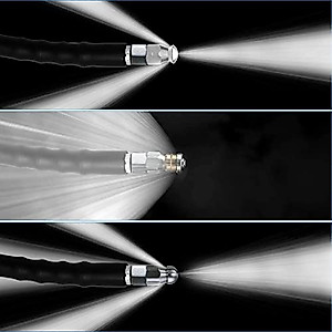 100FT Sewer Jetter Kit for Pressure Washer, 5800PSI Drain Cleaner Hose 1/4 Inch NPT Corner, Rotating Button Nose Sewer Jetting Drain Jetter Hose Nozzle Pearl Corsage Pin Spanners, Blue