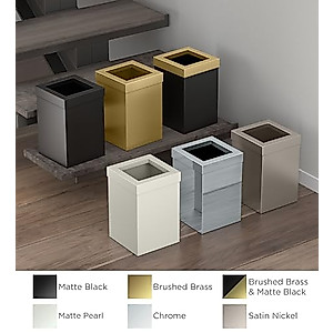 Gatco 1915, Modern Square Stainless Steel Waste Basket, Matte Black, 3.2 gallons , 11.88"H