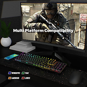 targeal Mechanical Gaming Keyboard - 104 Keys Light Strike Switch Quite Office Computer Keyboard - Multi Color RGB Led Backlit - USB Wired Ergonomic Laptop Keyboard for PC/Windows/Mac Gamer