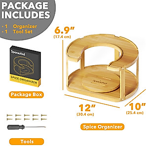 SpaceAid 2 Tier Bamboo Spice Rack Organizer, Lazy Susan Turntable for Cabinet, Home Kitchen Spices Spinning Rotating Shelf Racks for Pantry Seasoning Bottle Holder Storage (Two Tier, Natural)