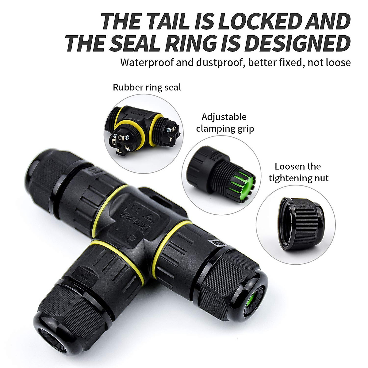 CMX Junction box outdoor waterproof cable connector,M20T,IP68,used for maintenance and power expansion. Suitable for 4-core cables(5mm-12mm)