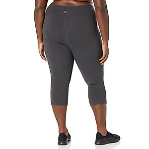 Spalding Women's Essential Capri Legging | Comfortable 4-Way Stretch Athletic Pants | High-Waist Charcoal Heather | Medium