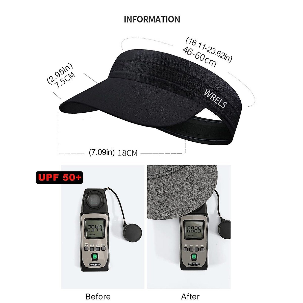 WRELS Kids Sports Visor Hats Lightweight Sun Protection Quick Dry Cap for Women Men in Golf Running Tennis Jogging White