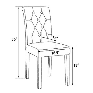 DAGONHIL Dining Chairs Set of 6 for Dining Room, Button Tufted Kitchen Chairs with Black Solid Wood Legs (Gray)