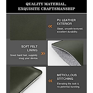 MoKo 9-11 Inch Tablet Sleeve, PU Leather Briefcase Slim Stylish Case Fits New 11-inch iPad Pro M4/iPad Air M2 2024, iPad Air 5/4/3th 10.9/10.5, iPad 10/9/8th Gen 10.9/10.2,Tab S8/S9 11, Midnight Green